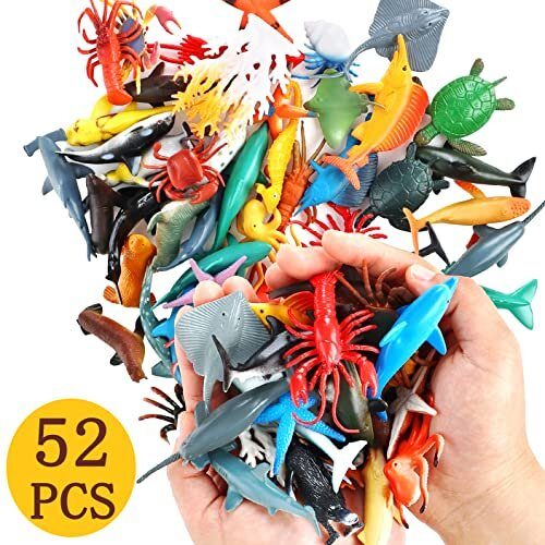 Sea Animals Figures Toys, 52PCS Plastic Sea Creatures Toys for Bath ...