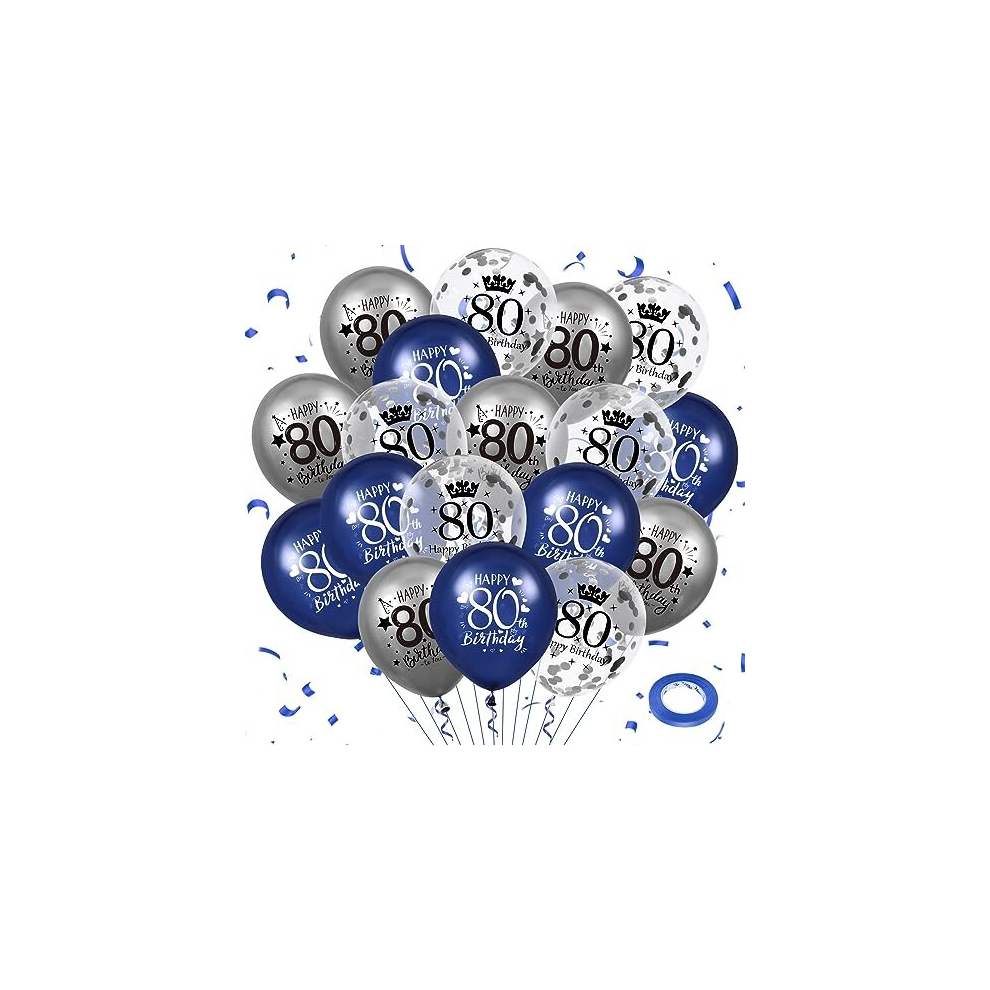 Blue 80th Birthday Decorations for Men Navy Blue Silver Happy 80th Birthday Door Banner Cover ...
