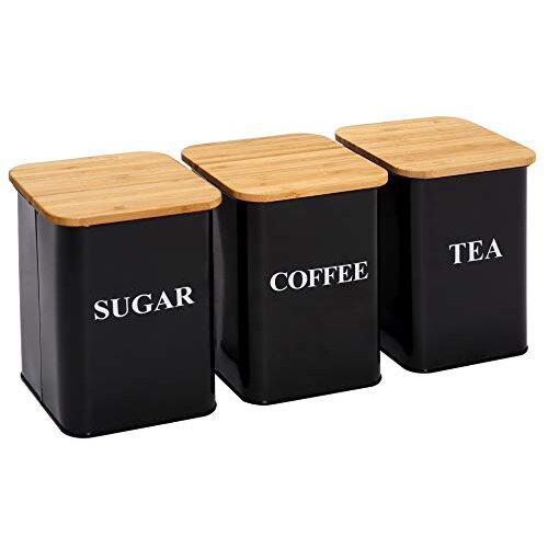 3 Pack Kitchen Canisters Set Tea Coffee Sugar Kitchen Tins Storage Set ...