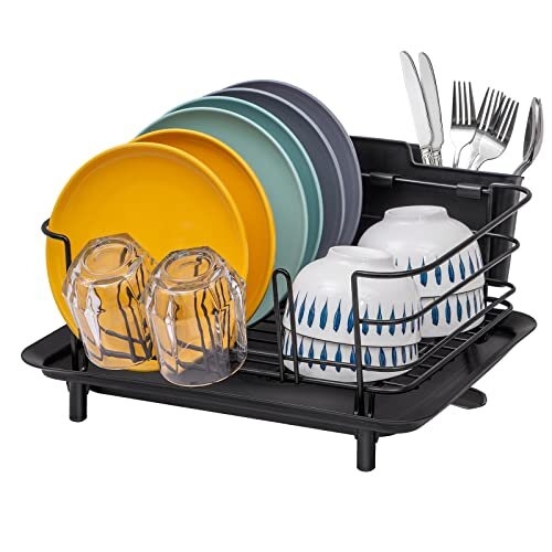 Dish Drainer, Dish Drying Rack with Drip Tray, Sink Drainer Rack for ...