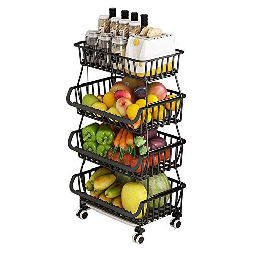 4 Tier Vegetable Storage Rack, Stackable Fruit Vegetable Stand with ...