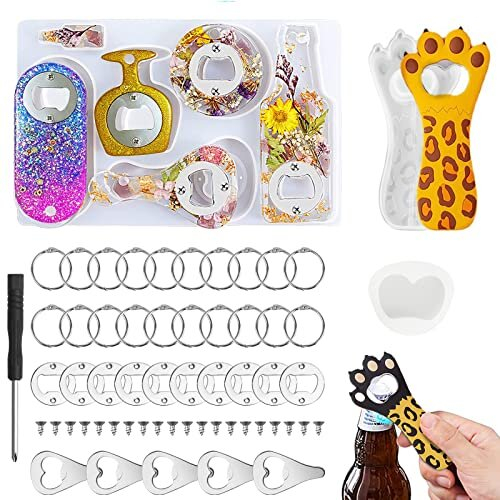 59Pcs Bottle Opener Resin Molds Kit, Bottle Opener Silicone Moulds with ...
