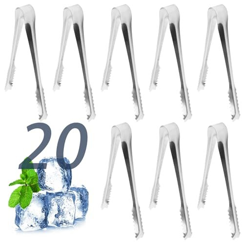 20 Pack 7.5 Inch Stainless Steel Ice Tongs, 19x2.8cm Mini Buffet ...