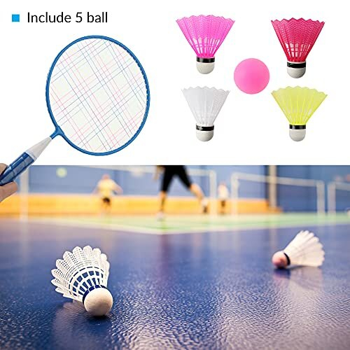 Badminton Set for Kids, 1 Pair Badminton Racket Set Lightweight ...