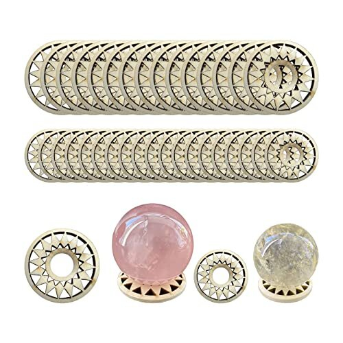 36 Pcs Wooden Crystal Ball Holder, Wooden Sphere Display Stand Crystal ...