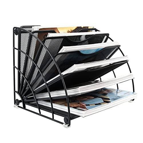 Fan-Shaped 6 Compartment Desktop Mesh in Tray Office Desk Tidy A4 File ...