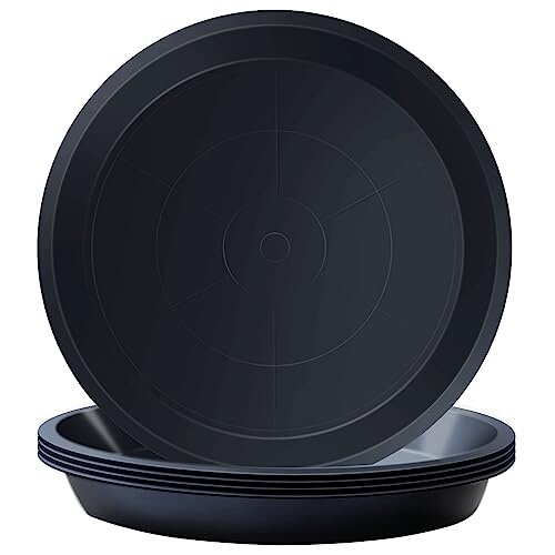 Pack of 5 Black Plant Pot Saucers, 32 CM Round Plant Pots Trays Garden ...