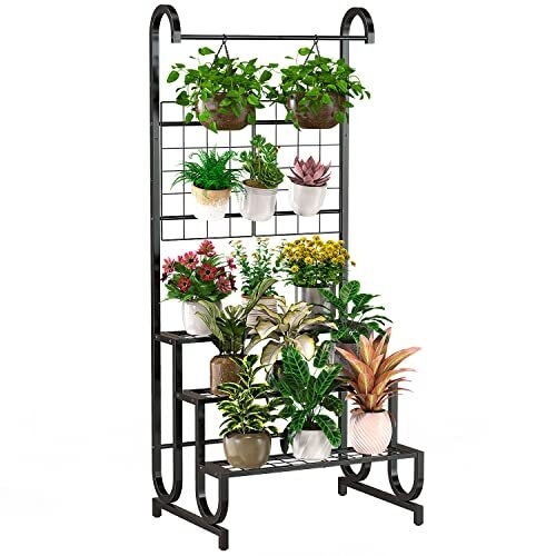 3 Tier Hanging Plant Stand, Metal Outdoor Plant Stand Plant Shelf With ...