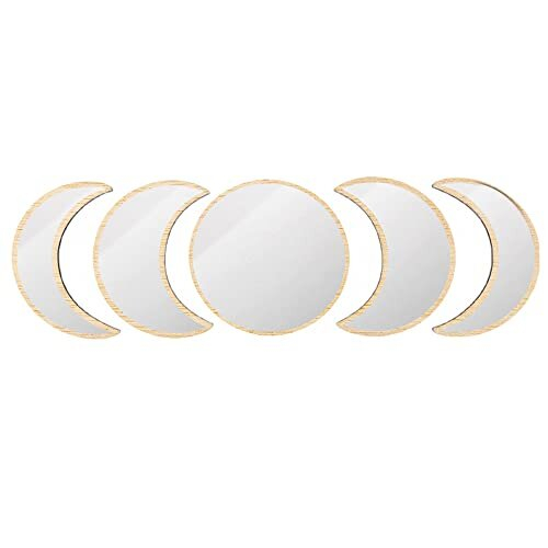 5Pcs Moon Phase Mirror Set, Crescent Moon Mirror Wall Decor Bedroom ...