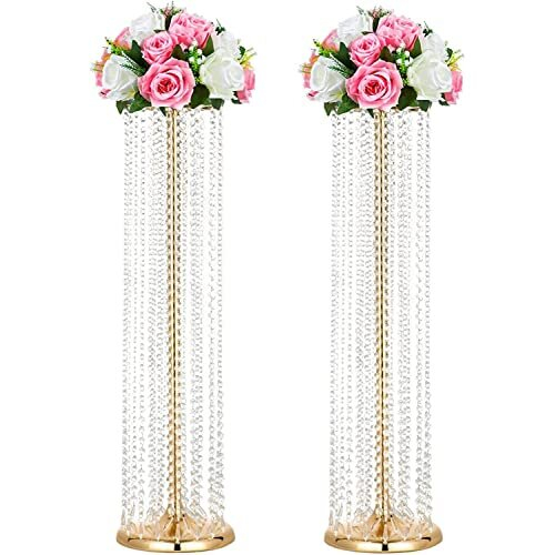 2Pcs Luxurious Crystal Flower Stand Wedding Centerpieces on Floor Tall ...