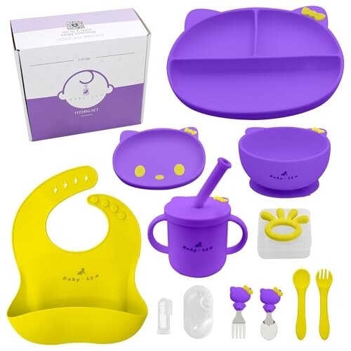 Baby Weaning Set |15PCS Silicone Baby Feeding Set with Suction Plate ...