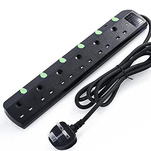 Extension Lead with 6 Individual Switches and Led Indicators 2 m,UK ...