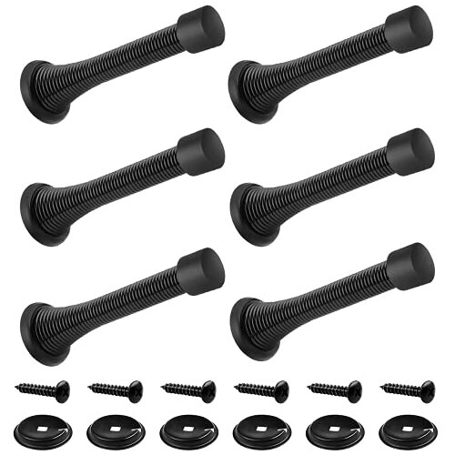 6 Pack 85mm Spring Door Stop Metal Door Stoppers with Screws and Base ...