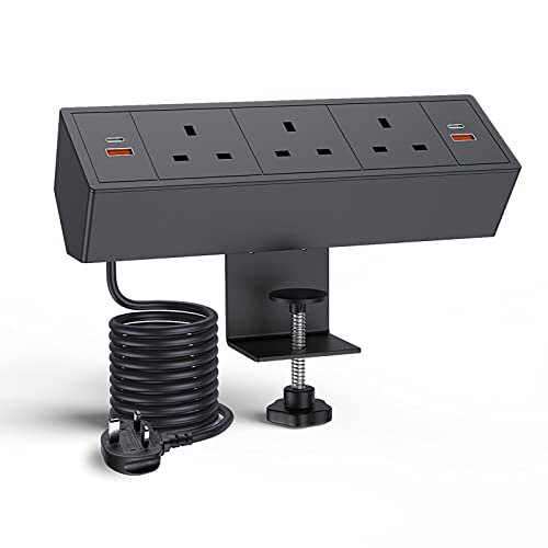 Desk Power Socket with USB C, Haiaoyyds Desk Power Strip with 3 UK ...