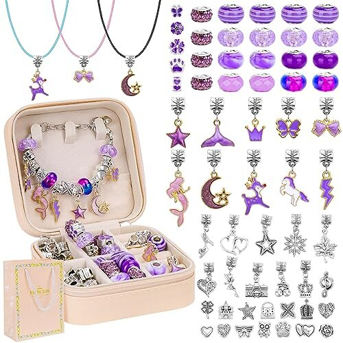 Charm Bracelet Making Kit for Girls Jewelry Making Supplies Beads ...