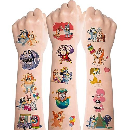 Tattoo for Kids, 8 Sheets Bluey Temporary Tattoos Stickers,Birthday ...