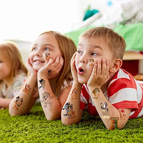 Tattoo for Kids, 8 Sheets Bluey Temporary Tattoos Stickers,Birthday ...