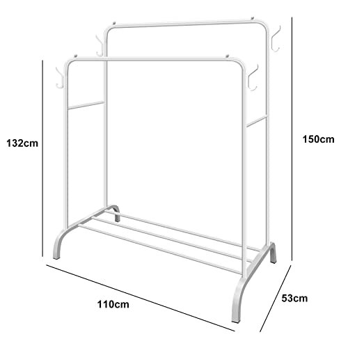 Metal Double Rail Garment Rack, Heavy Duty Clothes Rail Hanger with 1 ...