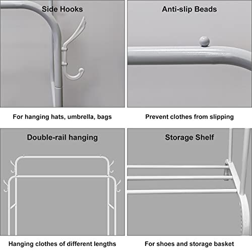 Metal Double Rail Garment Rack, Heavy Duty Clothes Rail Hanger with 1 ...