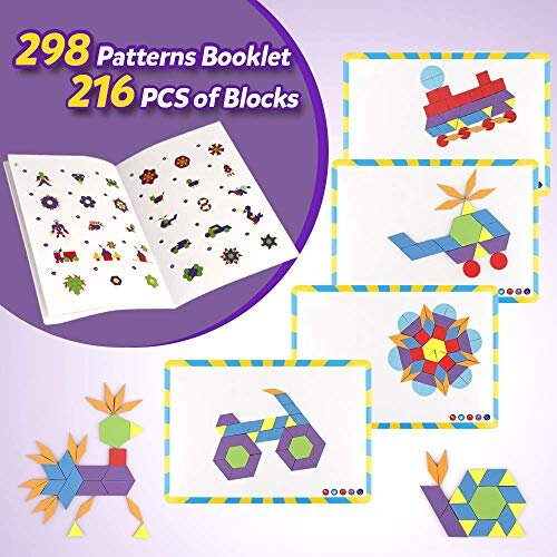 216PCS Magnetic Pattern Blocks Set Complete with 298 Pattern Book ...