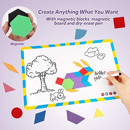 216PCS Magnetic Pattern Blocks Set Complete with 298 Pattern Book ...