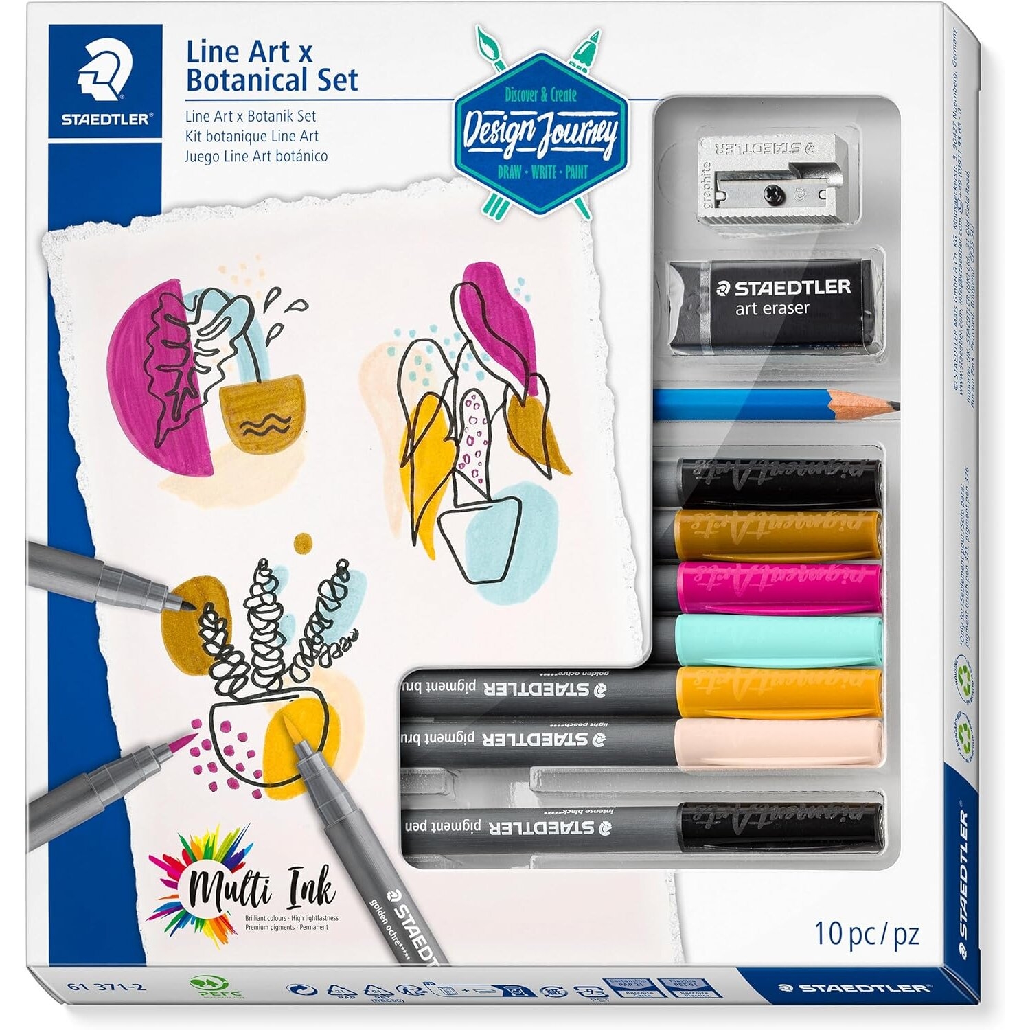 STAEDTLER Pigment Arts Brush Line Art-Botanical-Set Pack of 10 Pieces ...