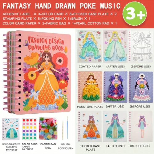 3 In 1 Drawing Book Princess Dress up Activity Book With Watercolor ...