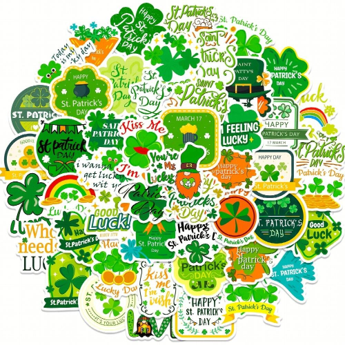 50pcs DIY Graffiti Stickers Green Four leaf Clover Stickers Lucky ...