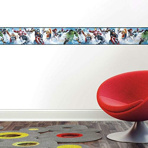 RMK11501BD Marvel Avengers Peel and Stick Wallpaper Border,Blue, Red on ...
