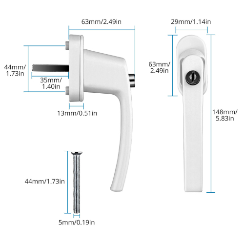 Lockable Window Handles, Pack of 2 Aluminium Window Lock with Keys ...