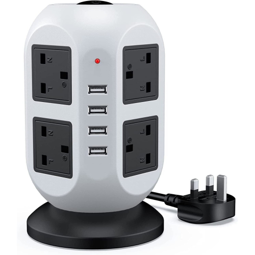 Tower Extension Lead 8 Socket +4 USB with Indicator & Surge Protection ...