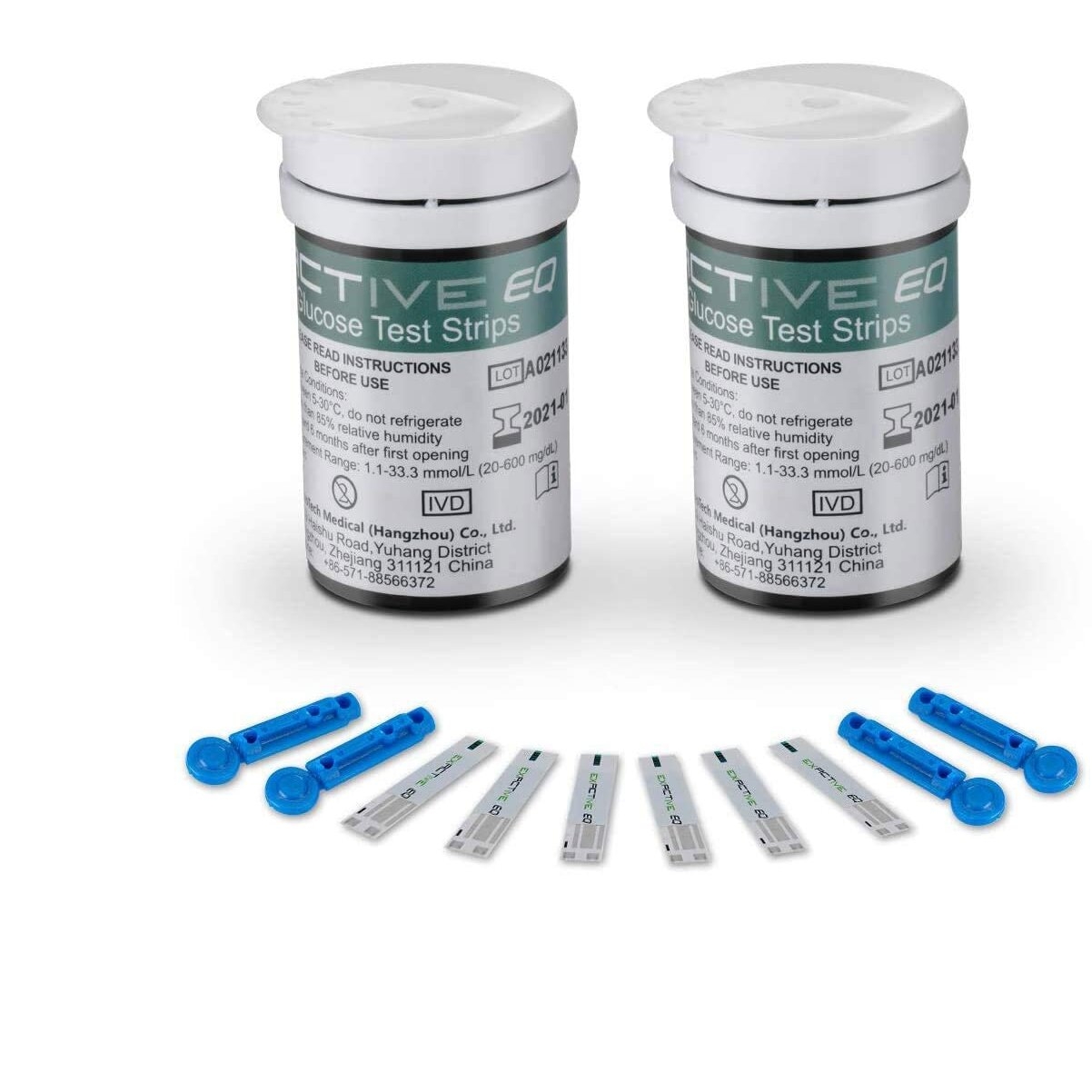 (100 Test Strips + 100 Lancets) Blood Glucose Test Strips for Exactive ...