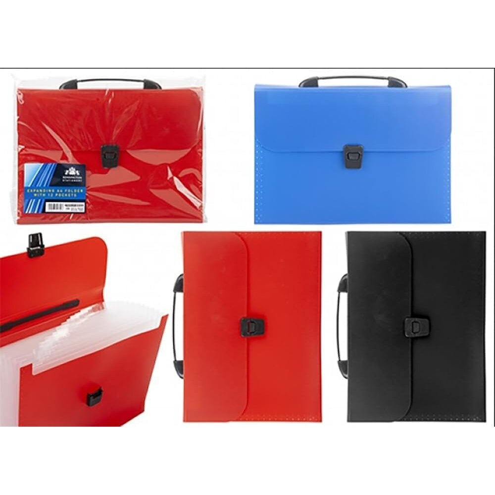 Summerlee Expanding File Folder Slim 12 Pocket A4 Document Organiser ...