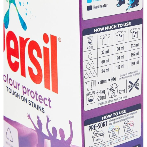 Persil Colour Protect Washing Powder 100% recyclable pack for stain ...