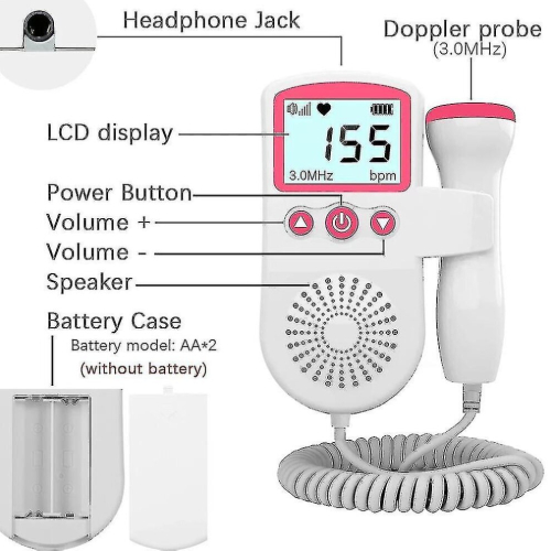 (Pink) Doppler Fetal Heart Rate Monitor Baby Heartbeat Monitor ...