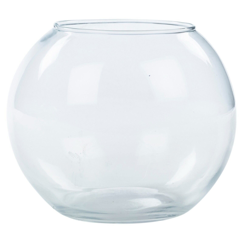 ( Small) Recycled Clear Glass Round Flower Pot Fish Bowl Vase Floral ...