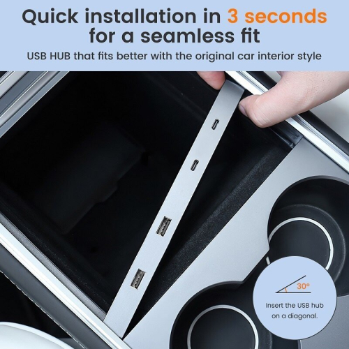 27W Quick Charger Car USB Shunt Hub For Tesla Model 3 Y 2021 2022 2023 ...