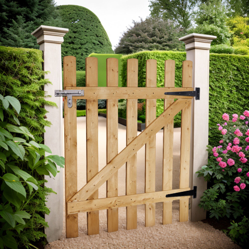 (4ft Tall (120cm)) 3-6FT Wooden Garden Gate Timber Entrance Pedestrian ...