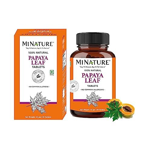 Papaya Leaf Tablets by mi Nature| 90 Tablets, 1000 mg| 45 Days Supply ...