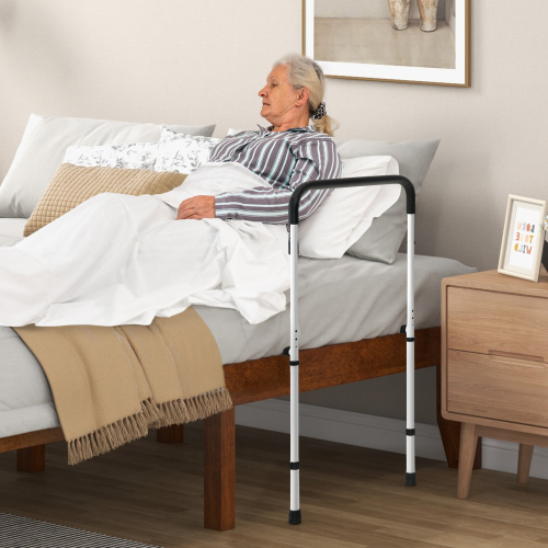 Bed Assist Rail Adjustable Bedside Standing Bar Fall Prevention Safety ...