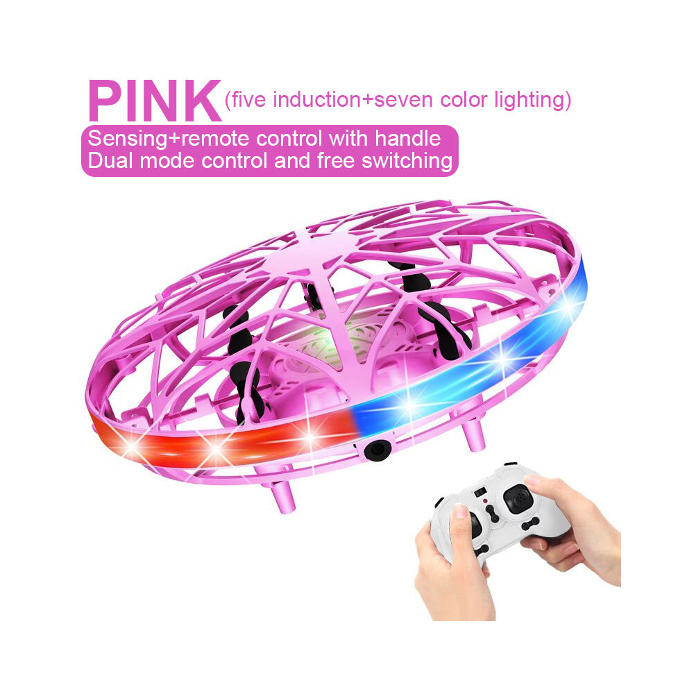 (RC Lighting Pink UFO) Anti-collision Flying Helicopter Magic Hand UFO ...