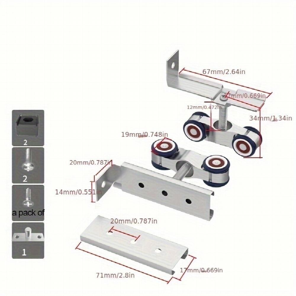 1 Set Alloy Door Wheel Wooden Door Roller Track Buffer Wheel Push And ...