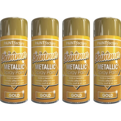 4 x 200ml Shimmering Metallic Gold Spray Paint Matt Gloss Wood Metal on ...