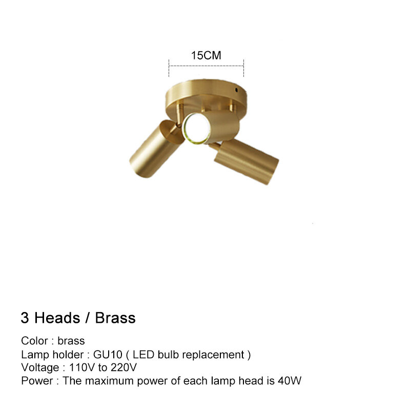 (brass 3 heads, cold white) LED Study Ceiling Lights Kitchen Fixtures ...