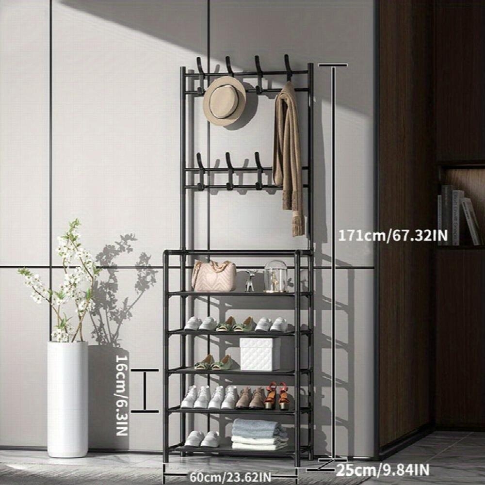 1pc Entrance Coat Rack Foyer Shoe Rack Standing Coat Rack With 4 5 ...