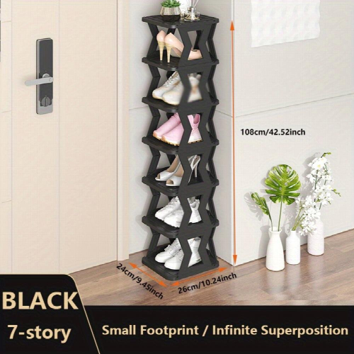 1pc Tiers Shoe Rack Narrow Stackable Standing Shoes Storage Tall ...