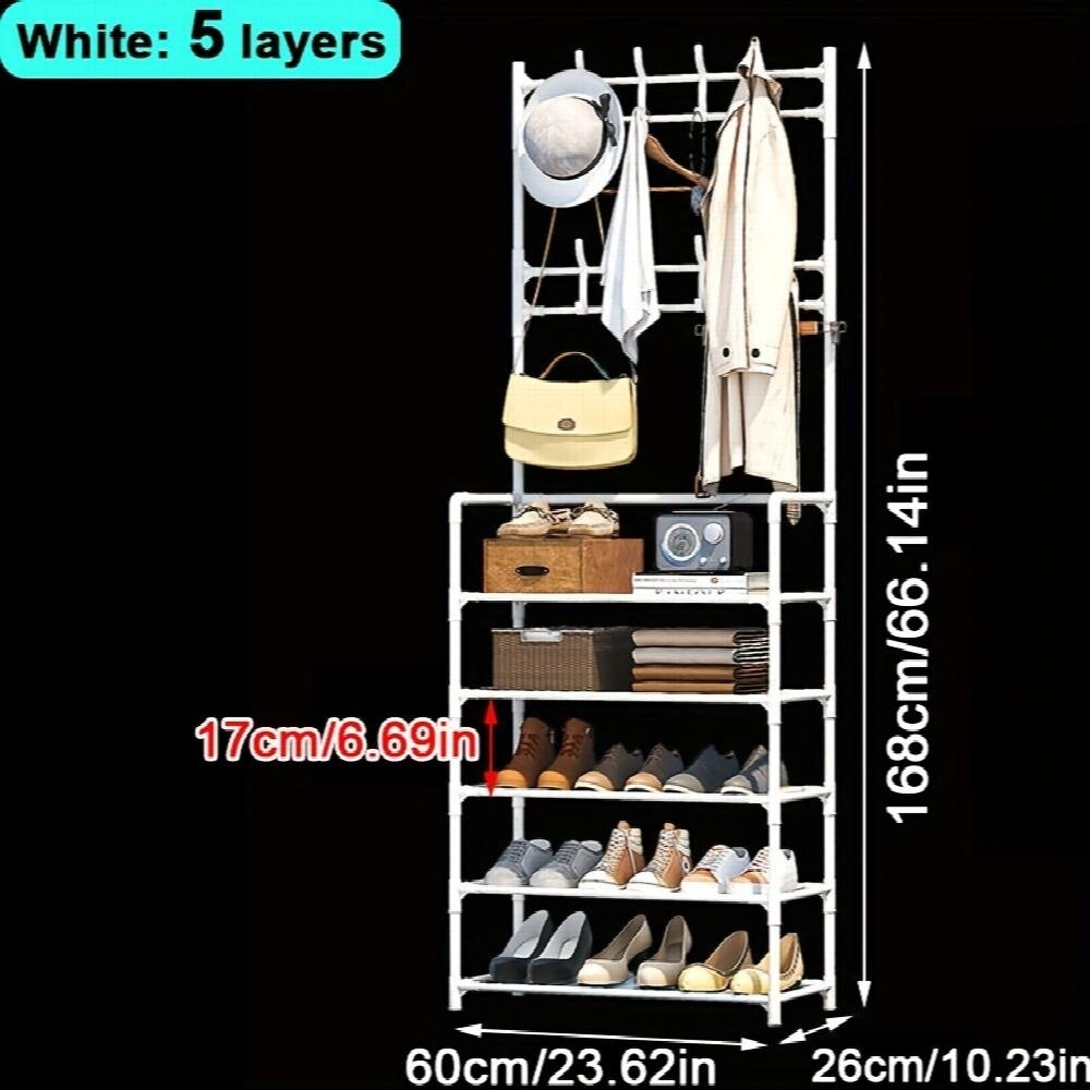 1pc tier Shoe Storage Rack With Clothes Storage Shelf standing Vertical ...