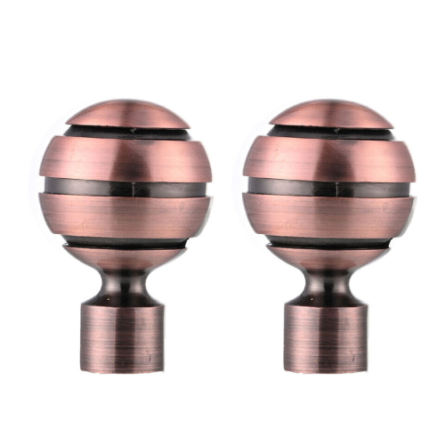 (Ribbed Ball - 2 x Finials, Antique Copper (Metal Ribbed Ball Finials ...