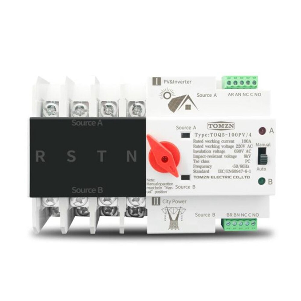 Din Rail 4P Dual Power Transfer Electrical Selector Switches 100A on OnBuy