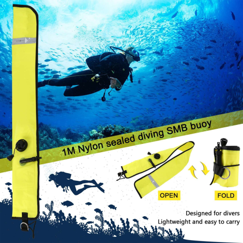 1M Scuba Diving Inflatable Float Signal Tube Sausage,Yellow on OnBuy